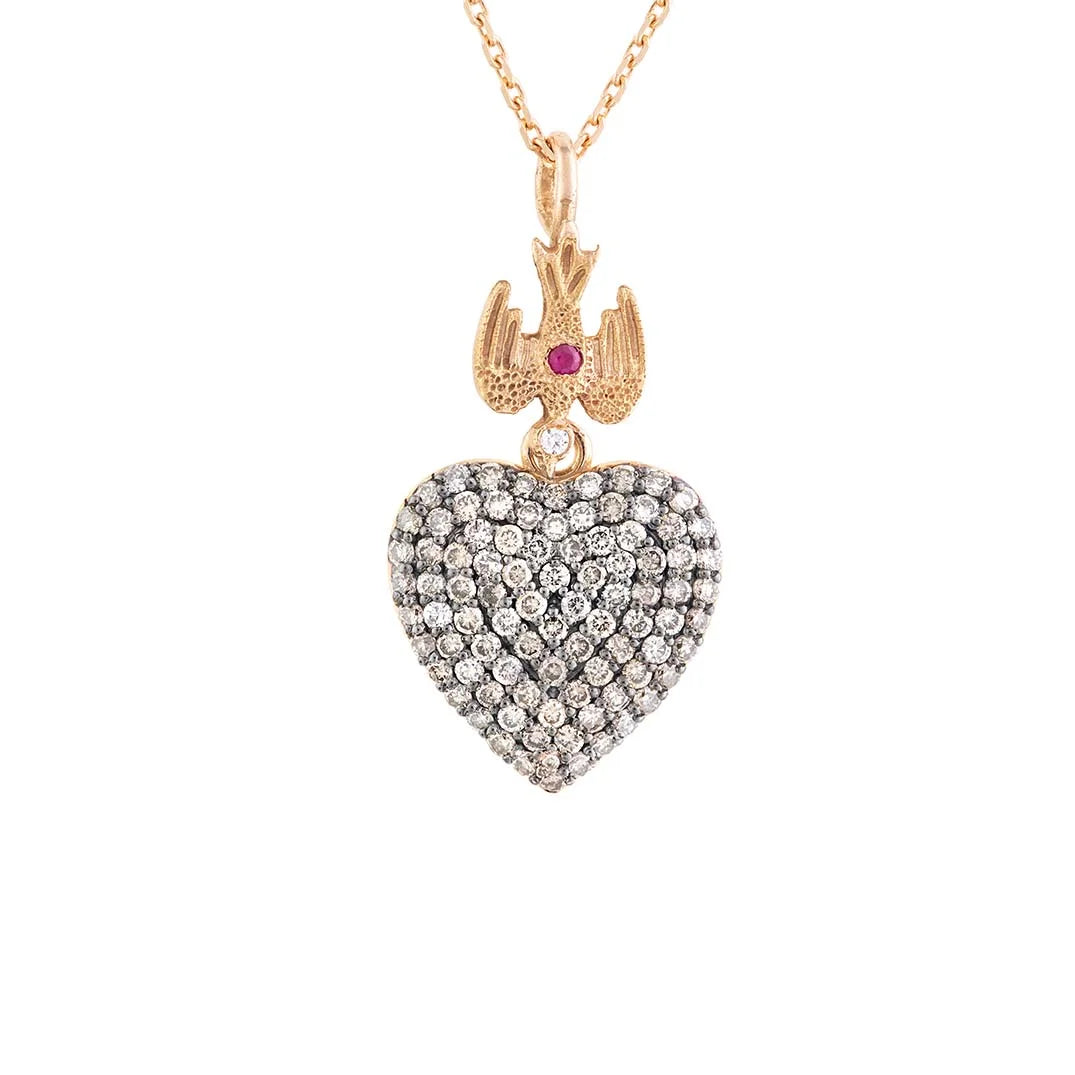 Dove & Brown Diamond Heart Pendant – Imad Baadarani Jewelry